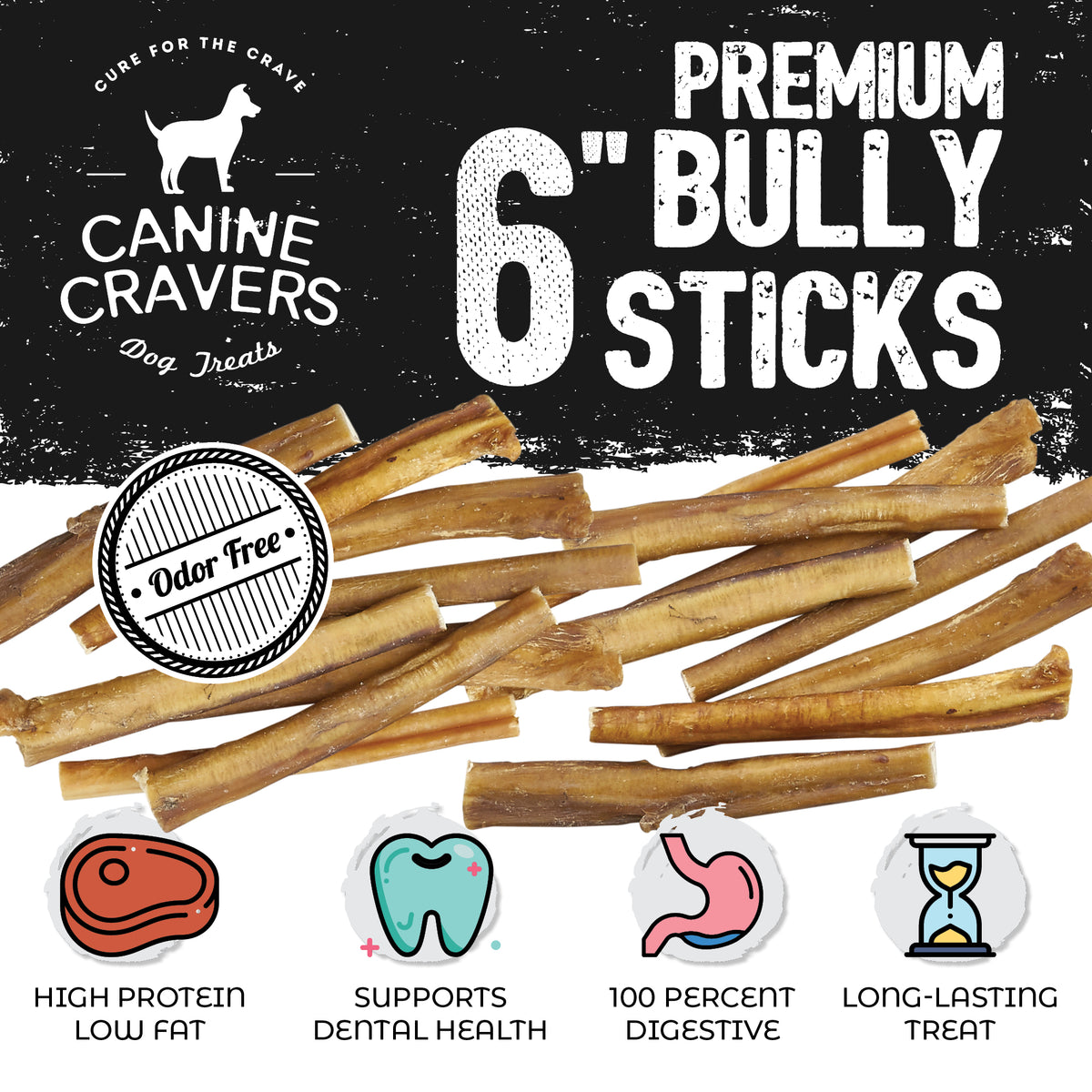 Premium Beef 6" Inch Bully Stick Pack of 10 – Canine Cravers